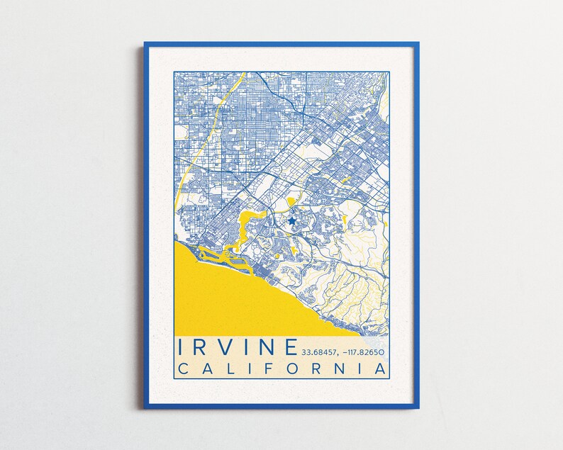 Irvine CA Map UC Irvine Poster Print City Map California | Etsy