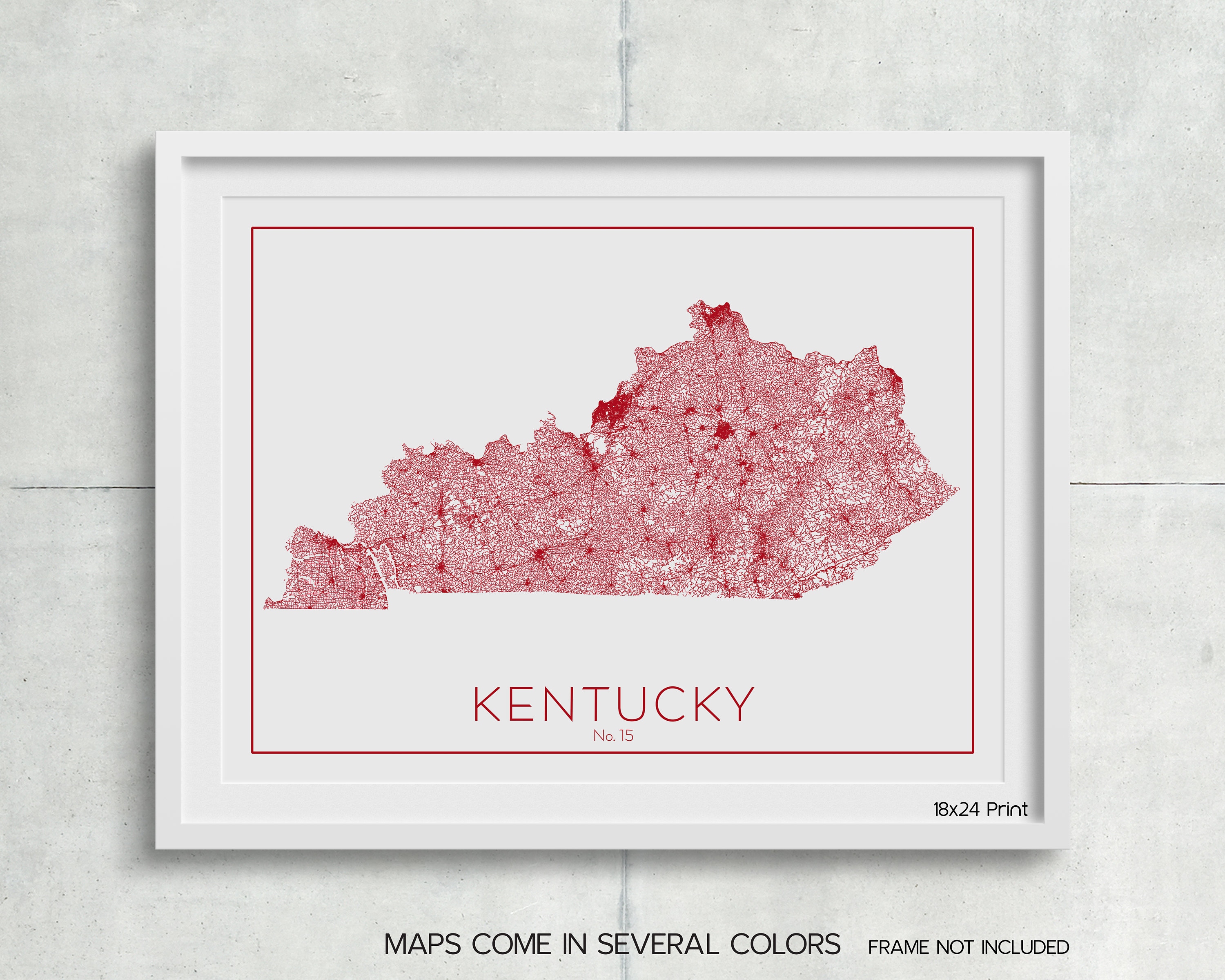 Kentucky Wall Art Map Art Print Wedding Decor Wedding | Etsy