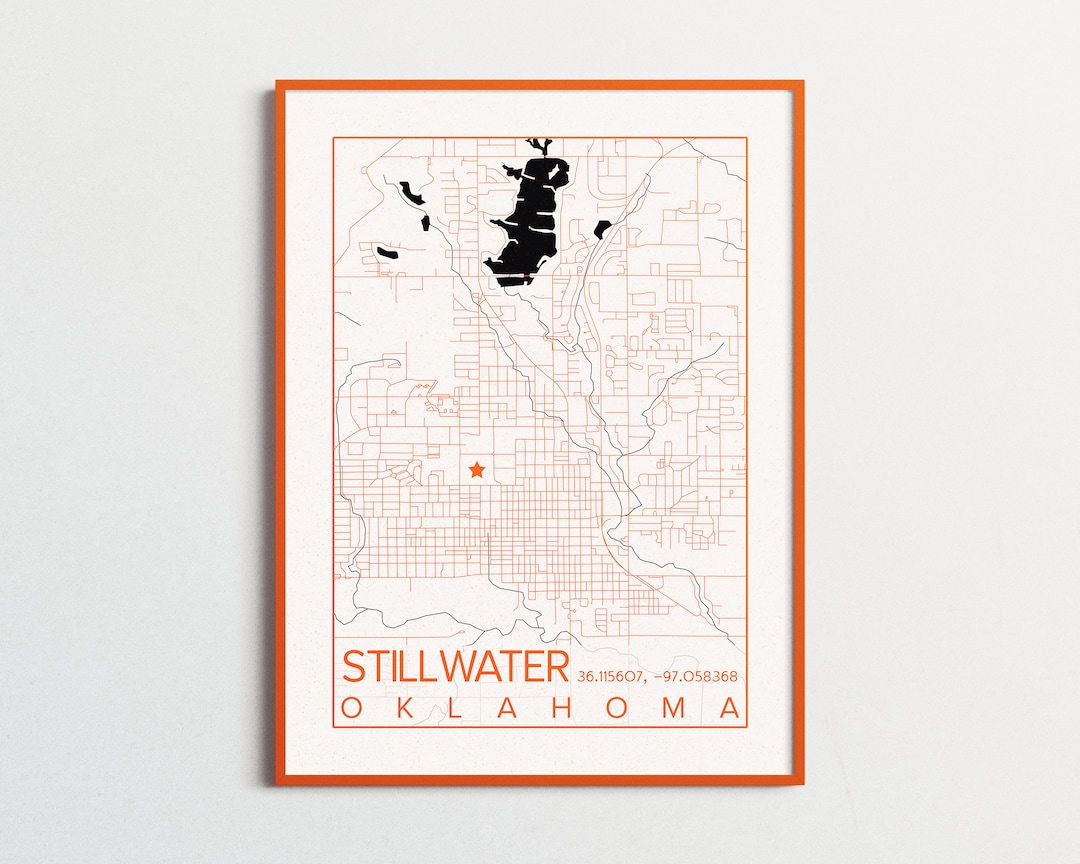 Stillwater OK Map Oklahoma State University Poster Print City Map ...