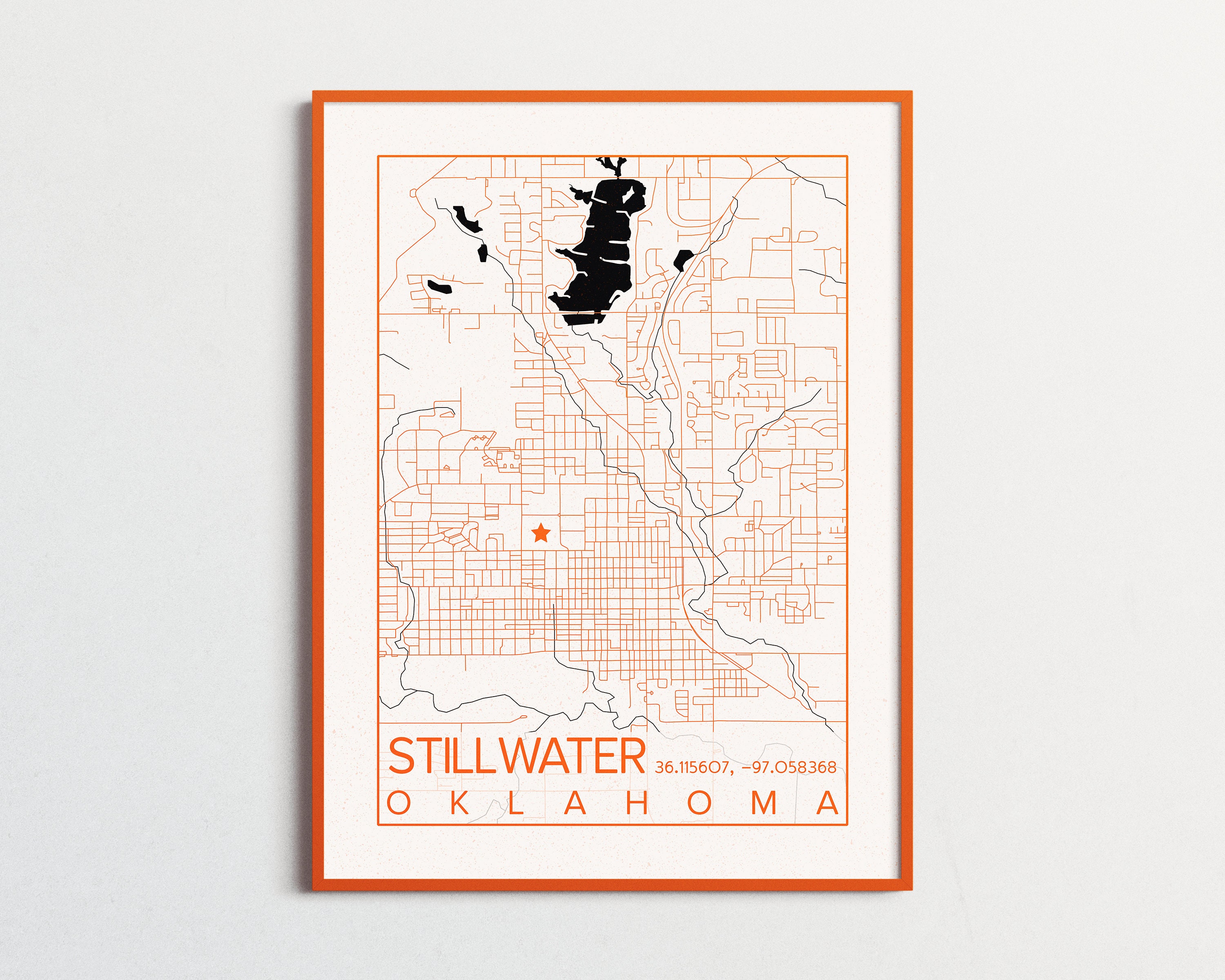 Stillwater OK Map Oklahoma State University Poster Print City Map ...