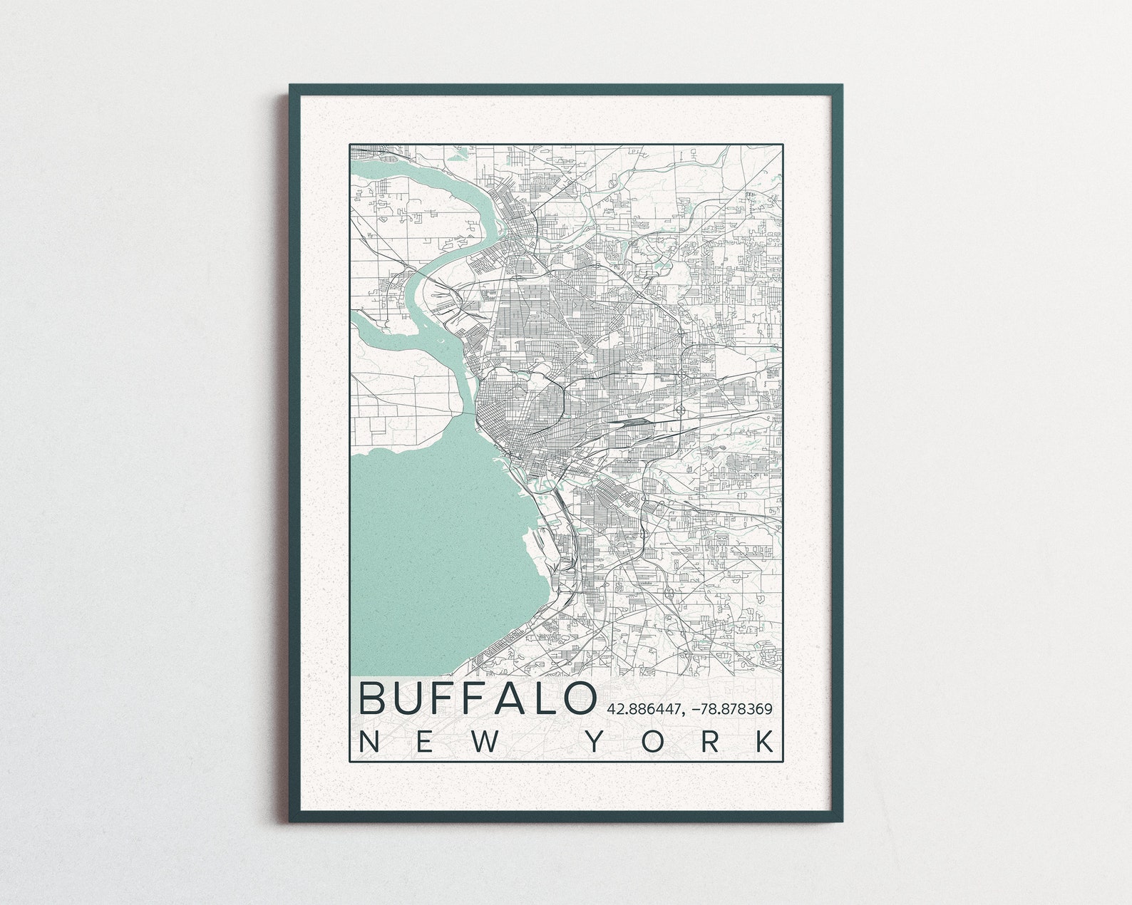 Buffalo New York City Map Print Poster Blue Green Blue Lake - Etsy
