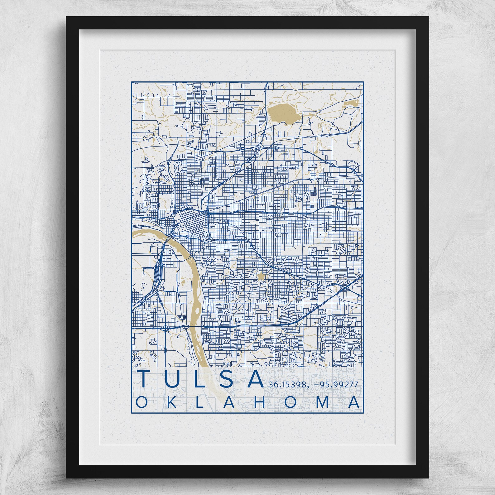 Tulsa Oklahoma Map University of Tulsa Poster Print City TU Map Golden ...