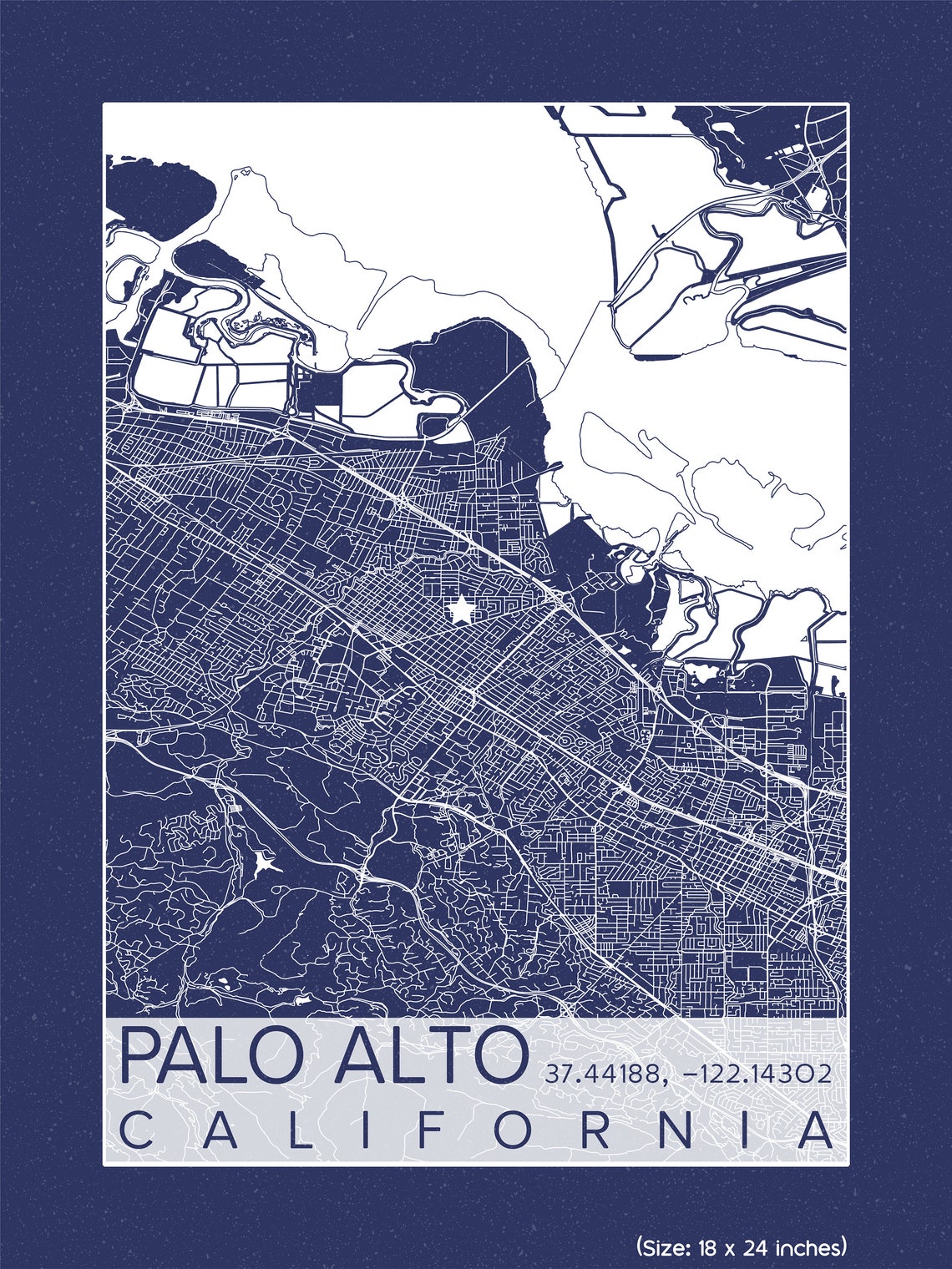 Palo Alto City Map Print Poster Blueprint Plans Palo Alto - Etsy