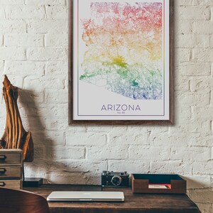 Arizona AZ State Map Road Map Roadways Different Custom Colors - Etsy