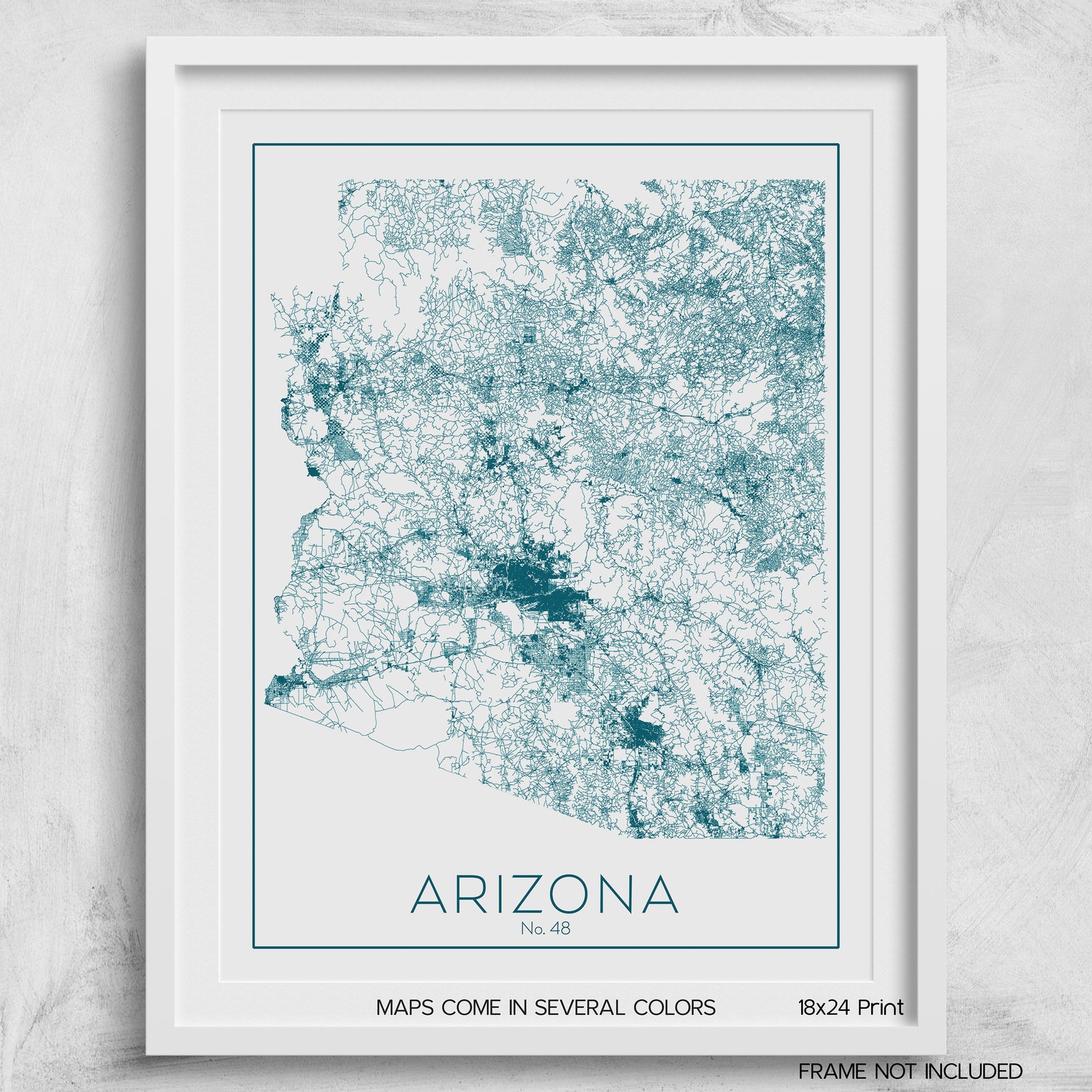 Arizona AZ State Map Road Map Roadways Different Custom Colors - Etsy