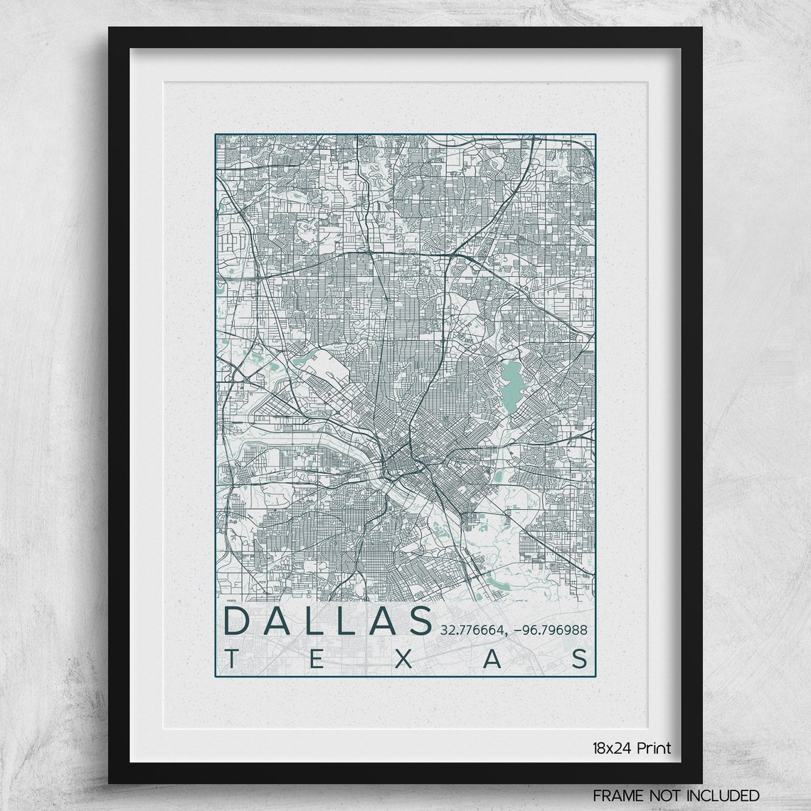 Dallas City Map Print Poster Blue Green Dallas Texas Custom | Etsy