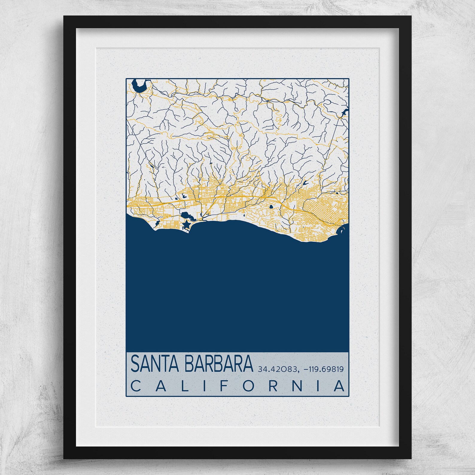 Santa Barbara California Map UC Santa Barbara Poster Print - Etsy