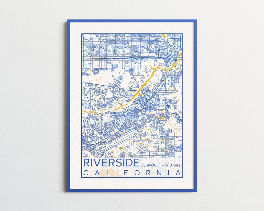 Riverside California Map UC Riverside Poster Print City Map Highlanders ...