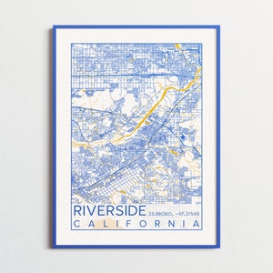 Riverside California Map UC Riverside Poster Print City Map Highlanders ...