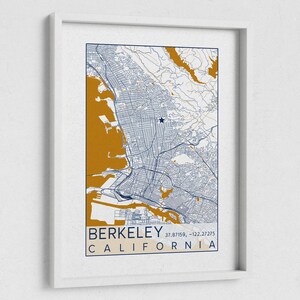 Berkeley California Map Poster UC Berkeley Print City Golden Bears Map ...