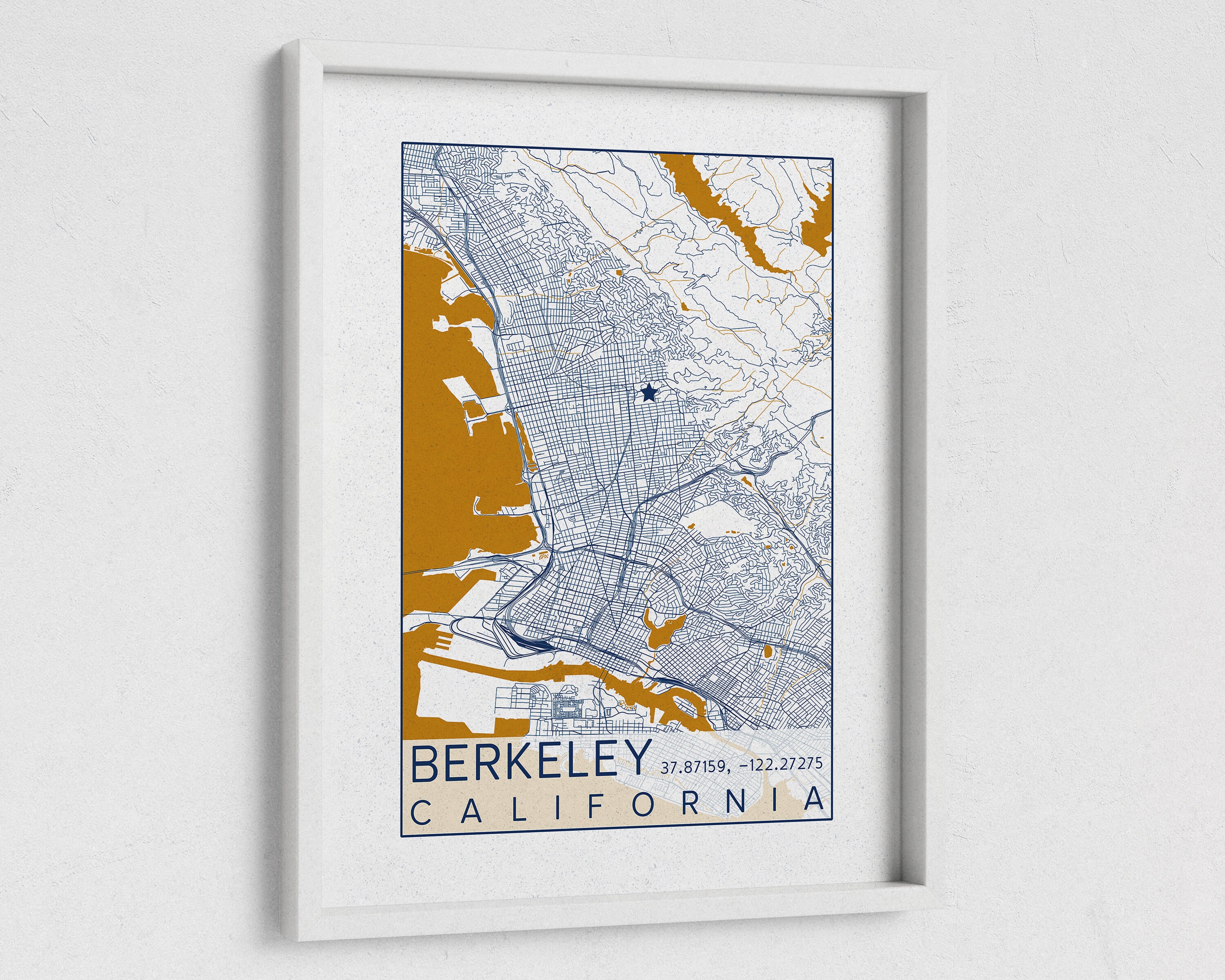 Berkeley California Map Poster UC Berkeley Print City Golden | Etsy