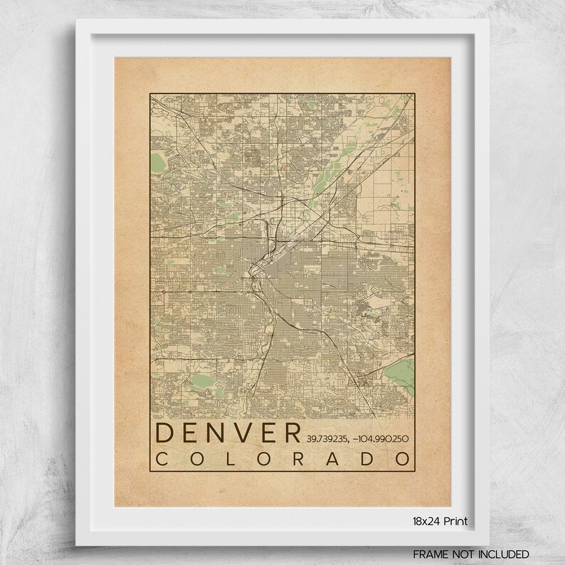 Denver Colorado City Map Print Poster Blue Green Mile High - Etsy