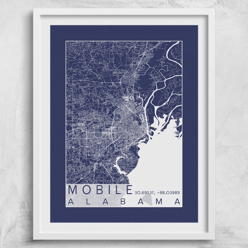 Mobile Alabama City Map Print Poster Antique Vintage Aged - Etsy