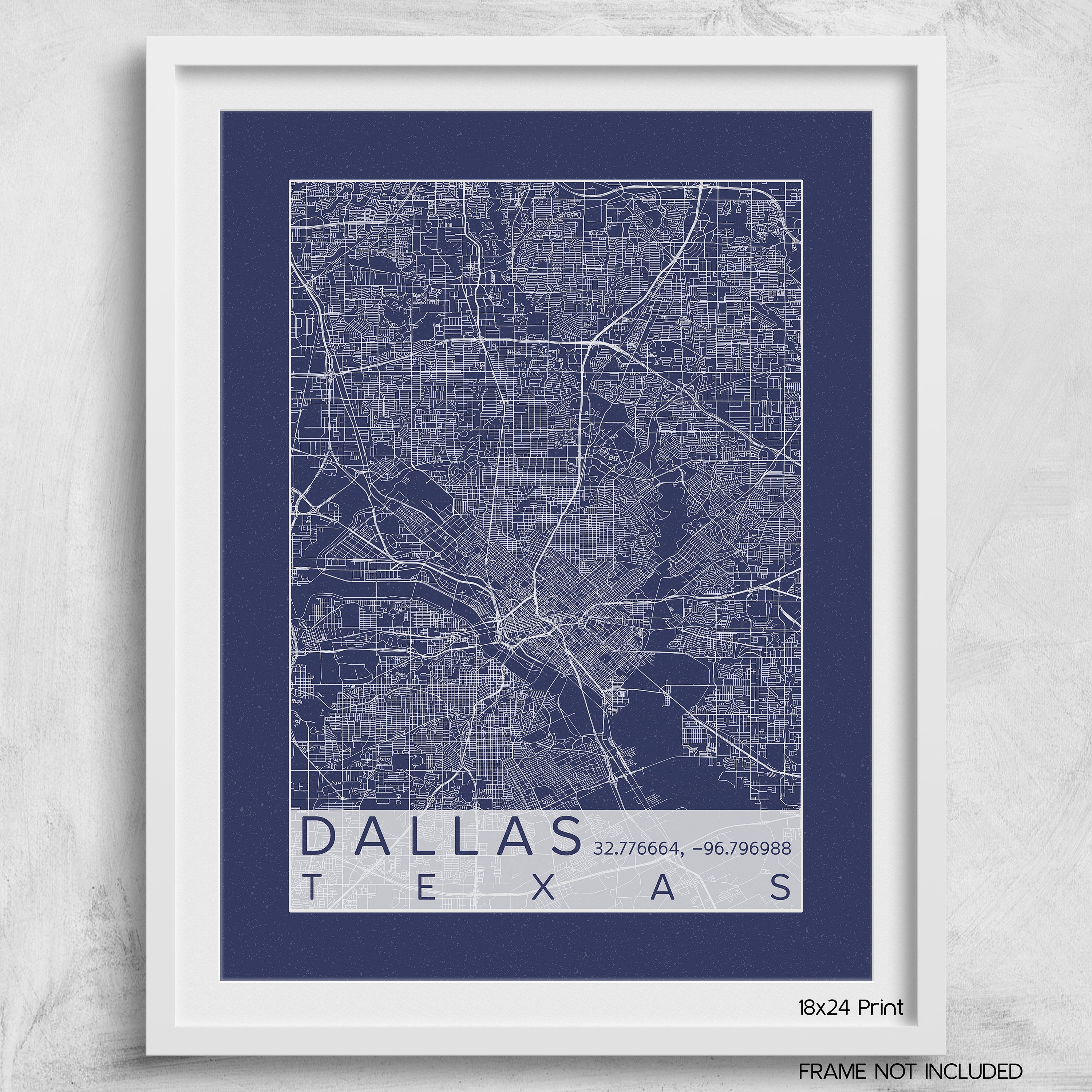 Dallas City Map Print Poster Blueprint Architect Dallas Texas Custom ...