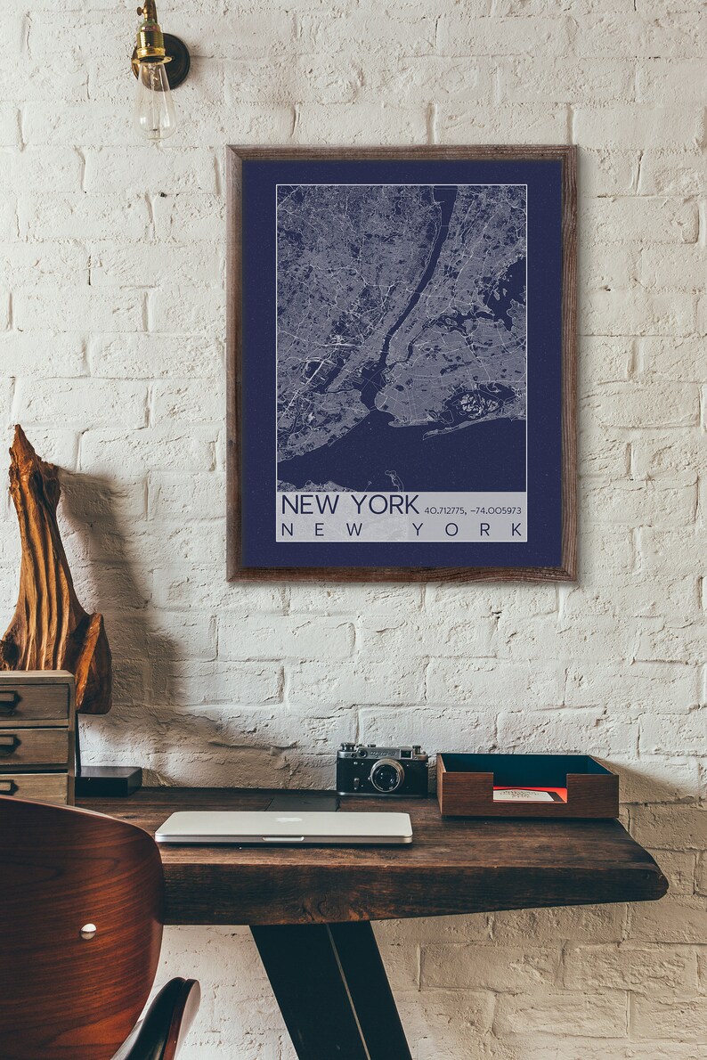 New York City New York Map Print Poster Blueprint NYC Central - Etsy