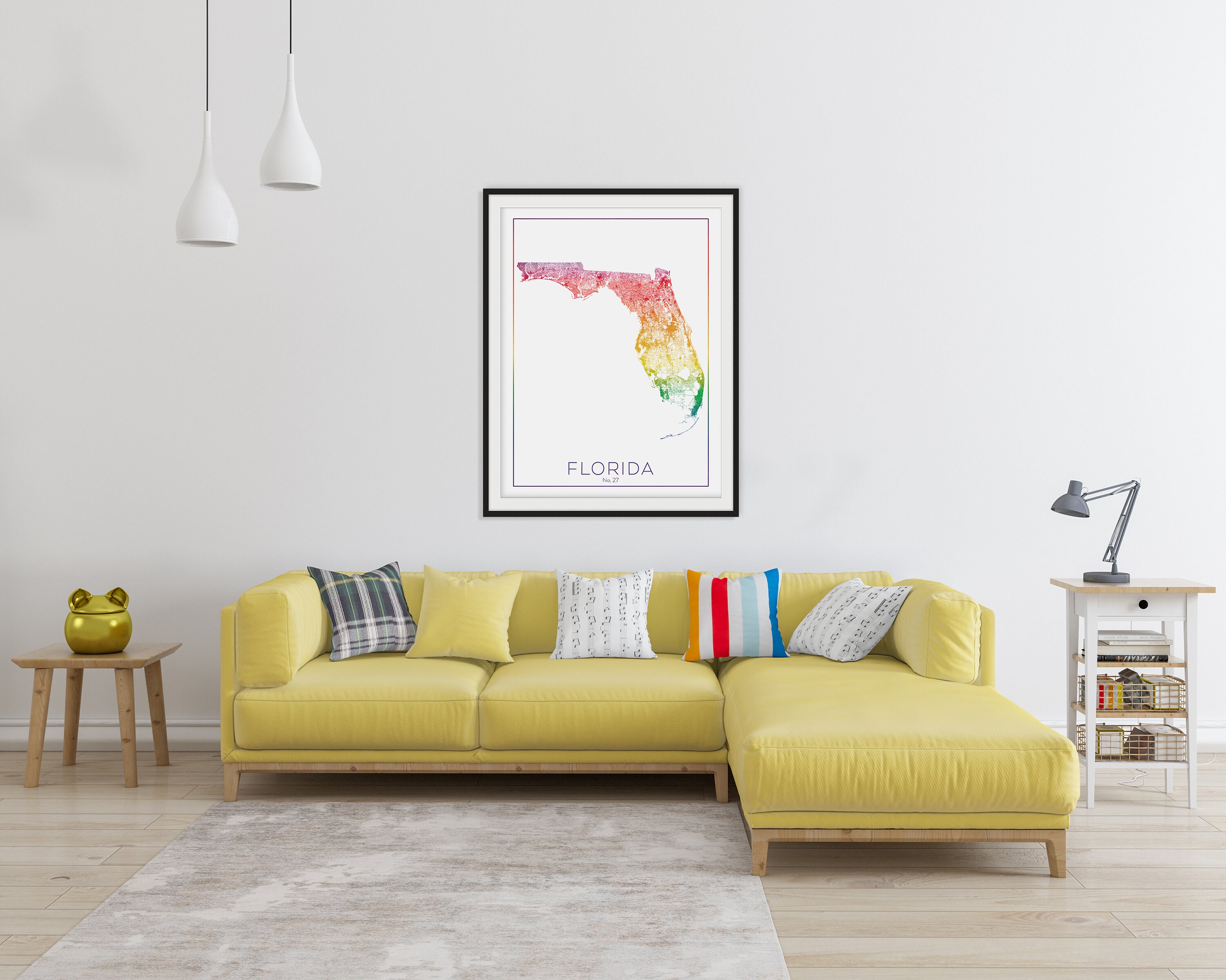 Florida Wall Art Map Wedding Gift Travel Map Office Decor - Etsy