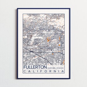 Fullerton California Map California State University Poster Print CSUF ...