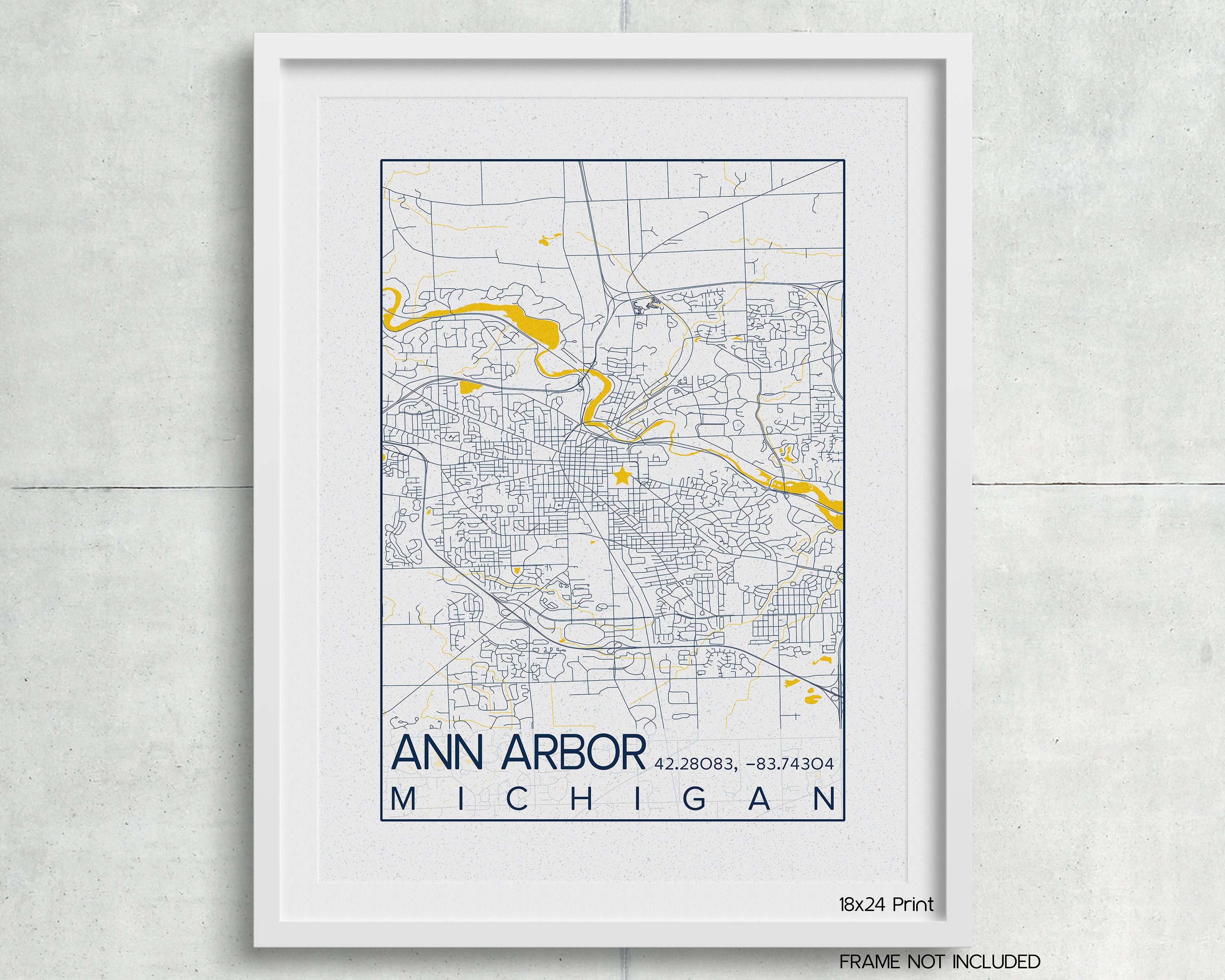 Ann Arbor Map University of Michigan Poster Print City of Ann - Etsy