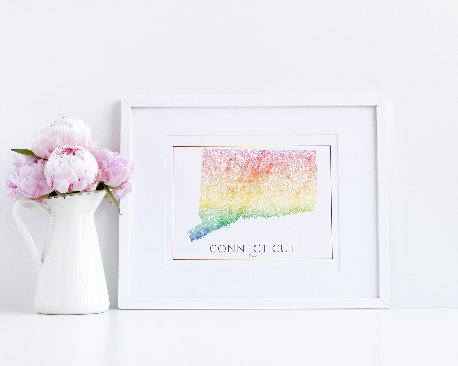 Connecticut CT State Map Road Map Roadways Different Custom - Etsy