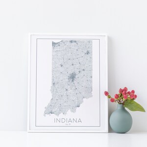 Indiana Art, Map, Indiana State Map, Graduation Gift, Personalized Gift ...