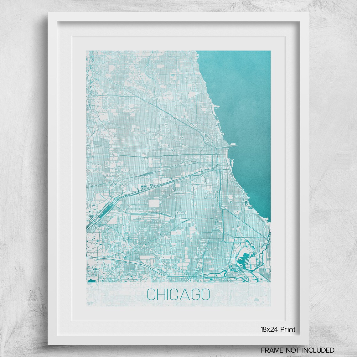 Chicago Illinois City Map Print Poster Blue Green Windy City - Etsy