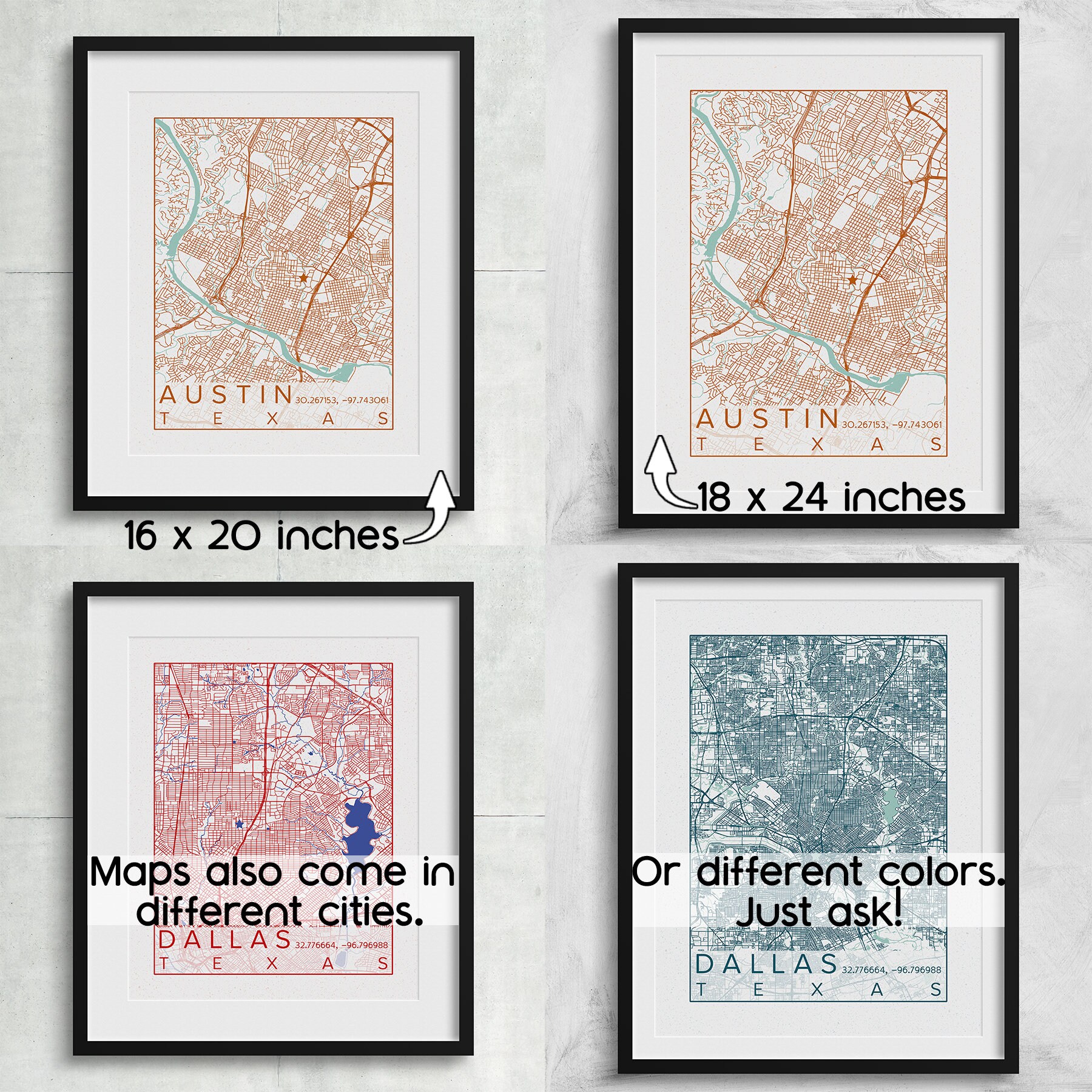 San Marcos Map Texas State University Print City of San Marcos | Etsy