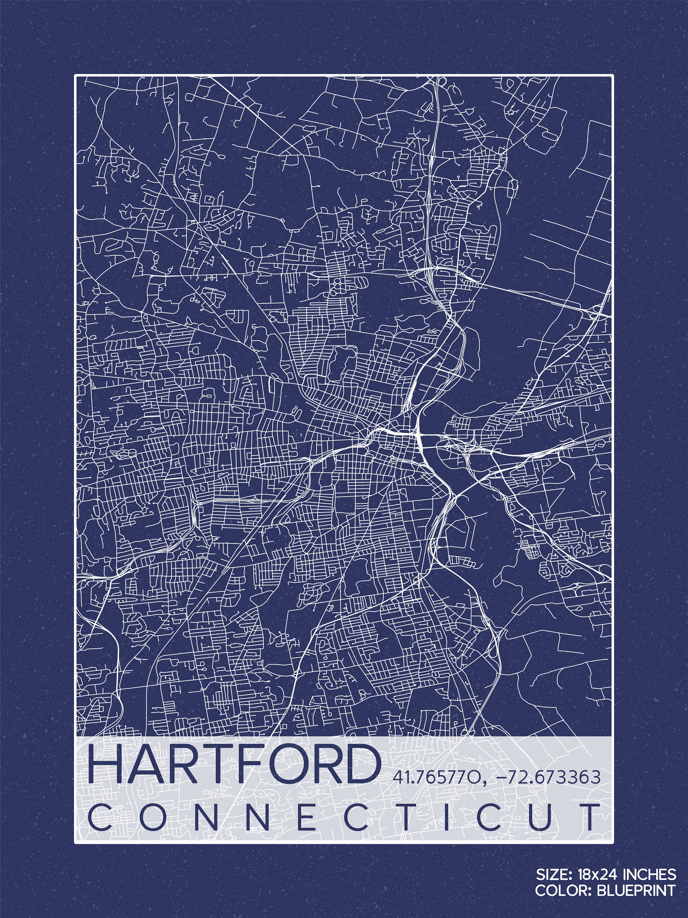 Hartford Connecticut City Map Print Poster Blueprint Architect | Etsy
