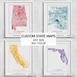 Alabama AL State Map Road Map Roadways Different Custom Colors - Etsy