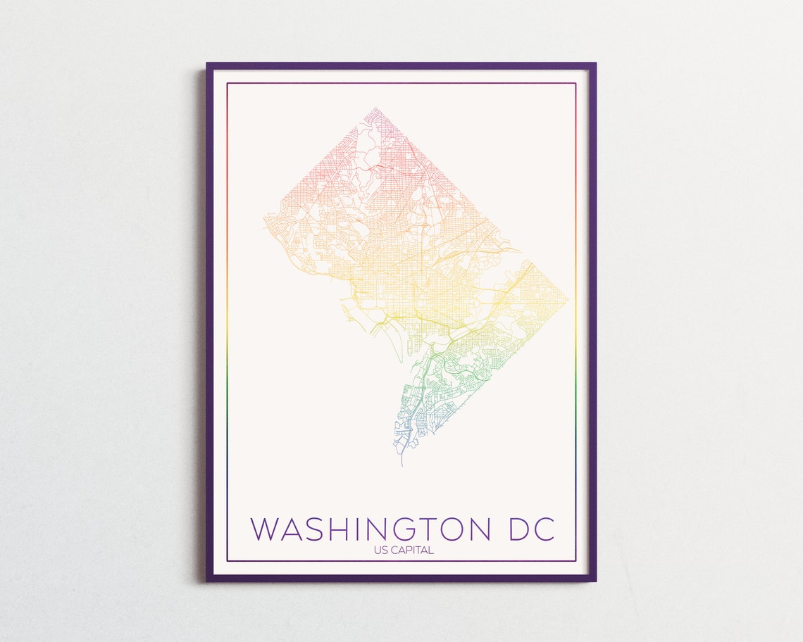Washington DC District of Columbia State Map Road Map Roadways - Etsy