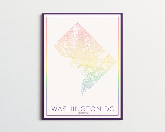Washington DC District of Columbia State Map Road Map Roadways | Etsy