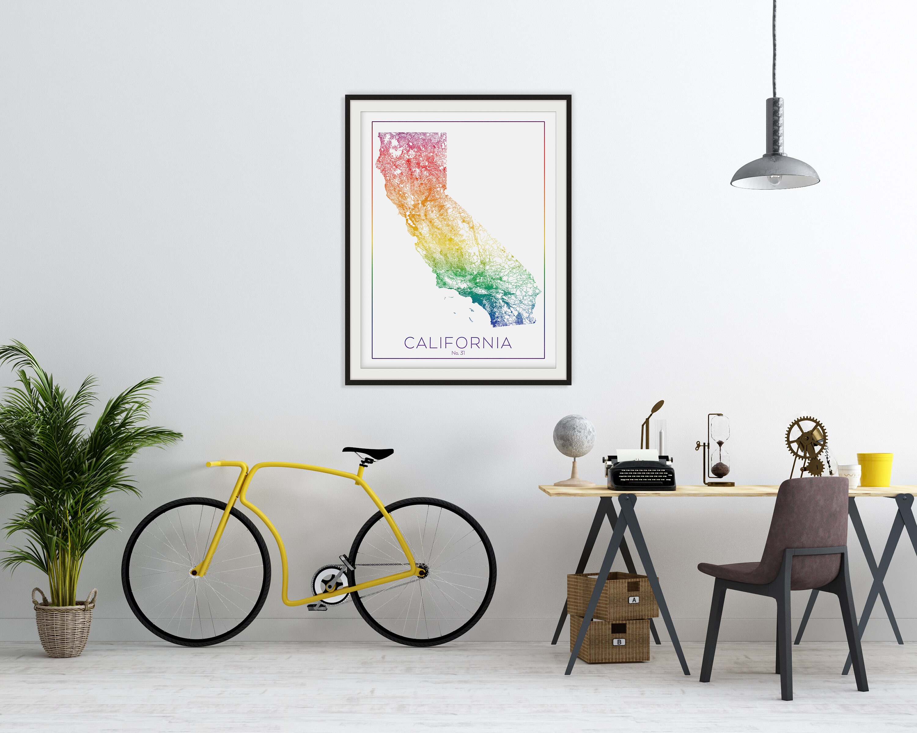 California CA State Map Road Map Roadways Different Custom | Etsy