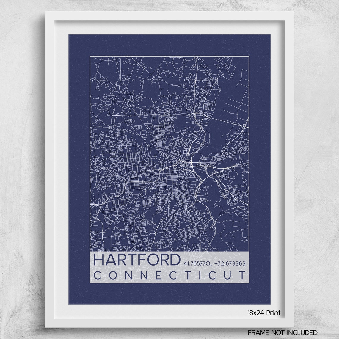 Hartford Connecticut City Map Print Poster Blue Green Capital - Etsy