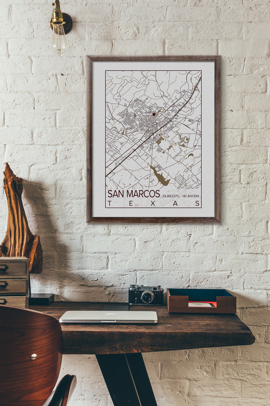 San Marcos Map Texas State University Print City of San Marcos - Etsy