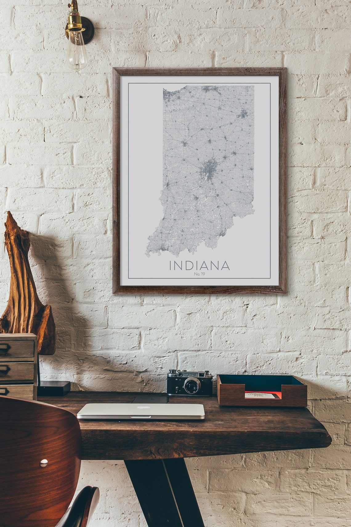 Indiana Poster Map Indiana Roads Birthday Gift Custom - Etsy