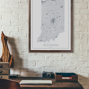Indiana Poster, Map, Indiana Roads, Birthday Gift, Custom Gift, Art ...