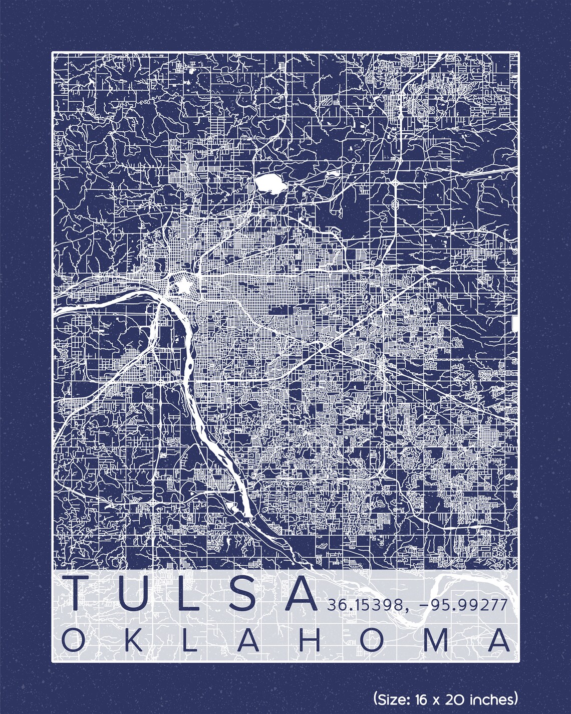 Tulsa Map Print Poster Blueprint Plans Downtown Tulsa Oklahoma - Etsy