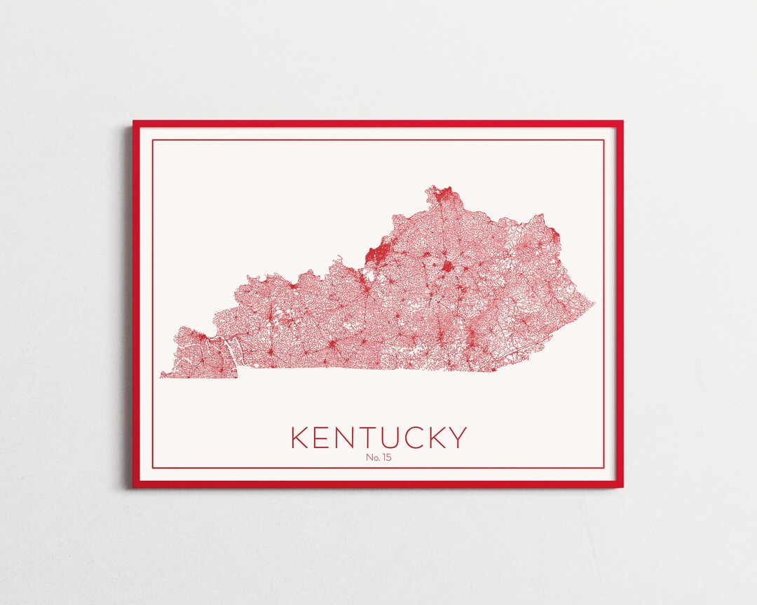 Kentucky Wall Art, Map, Art Print, Wedding Decor, Wedding Gift, State ...