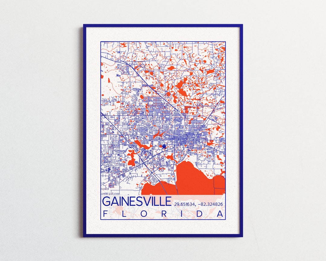 Gainesville Map University of Florida Print City of - Etsy