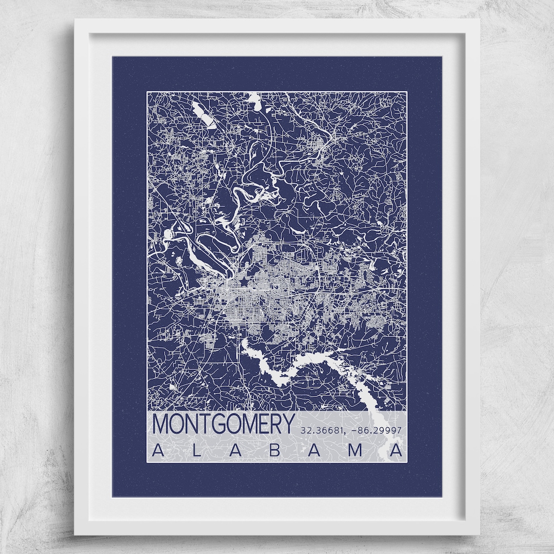 Montgomery Alabama City Map Print Poster Blueprint Plans Montgomery ...