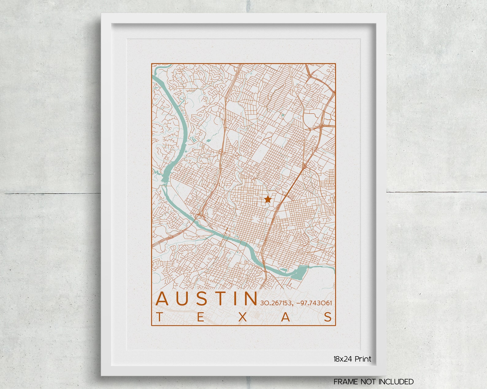 Austin Map University of Texas Print City of Austin Map - Etsy