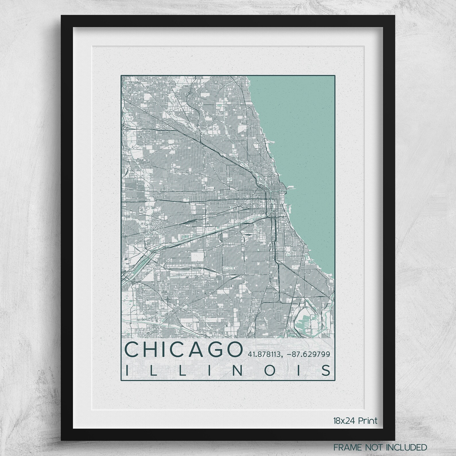Chicago Illinois City Map Print Poster Blue Green Windy City Lake ...