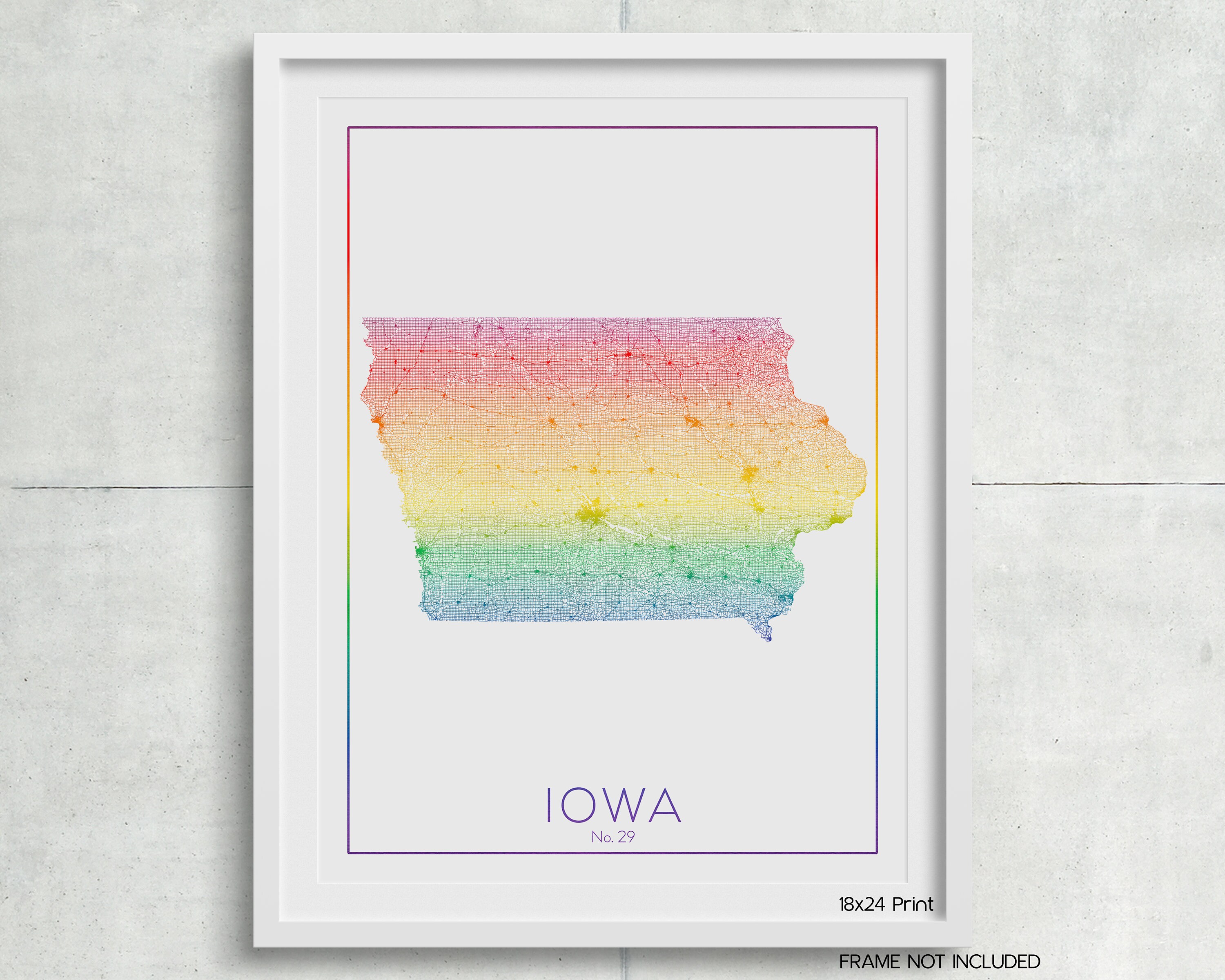 Iowa State Map Housewarming Gift Map Personalized Wedding | Etsy