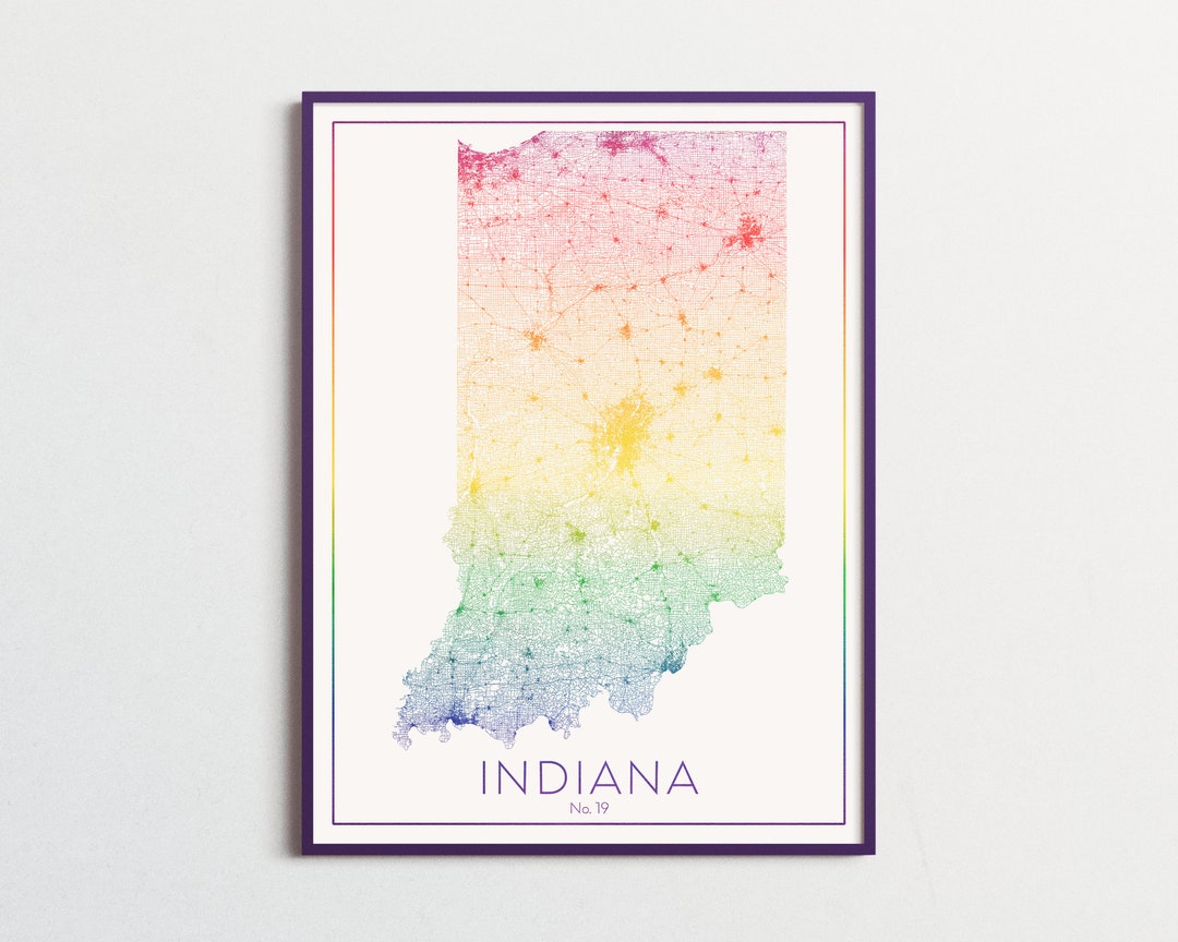 Indiana Art, Map, Indiana State Map, Graduation Gift, Personalized Gift ...
