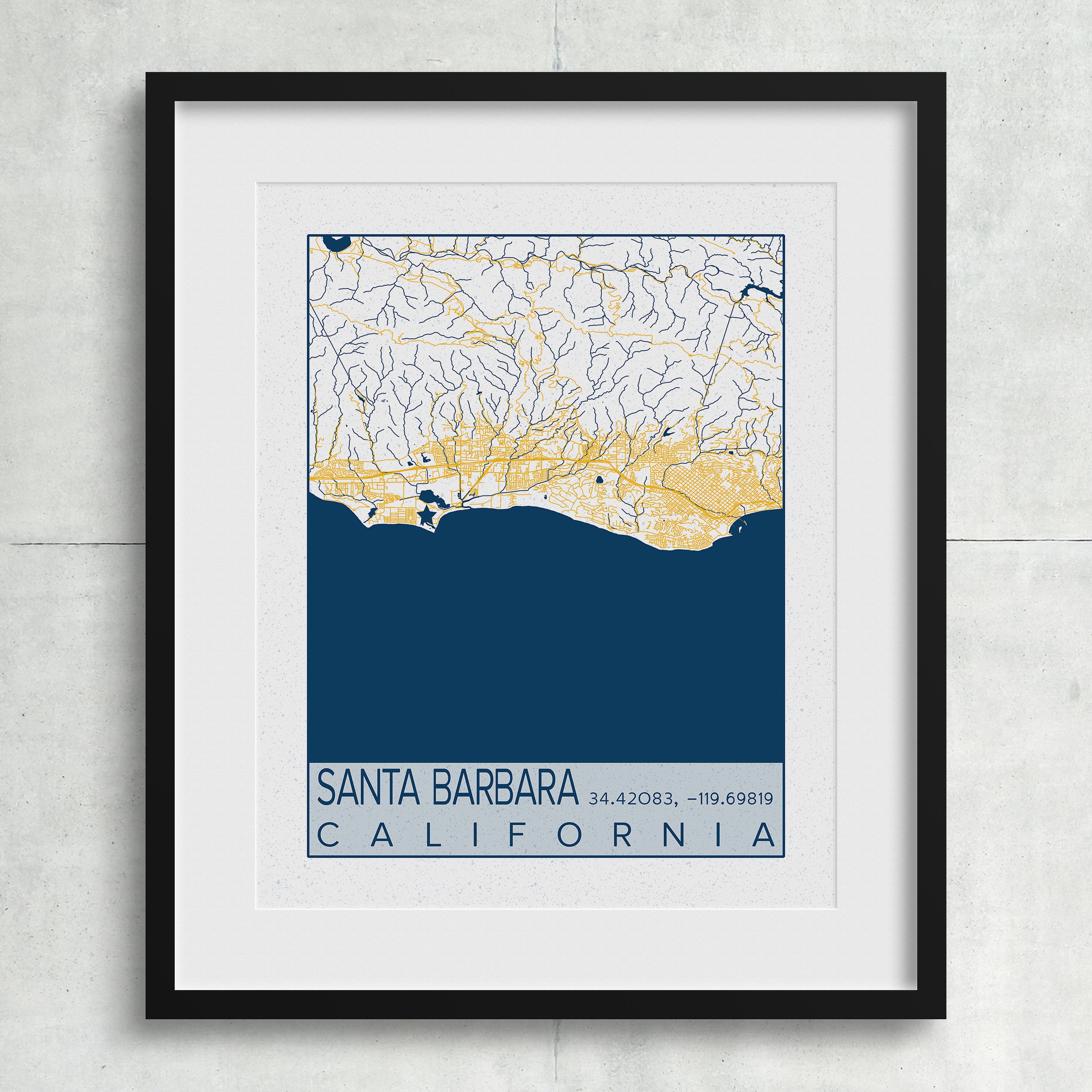 Santa Barbara California Map UC Santa Barbara Poster Print - Etsy