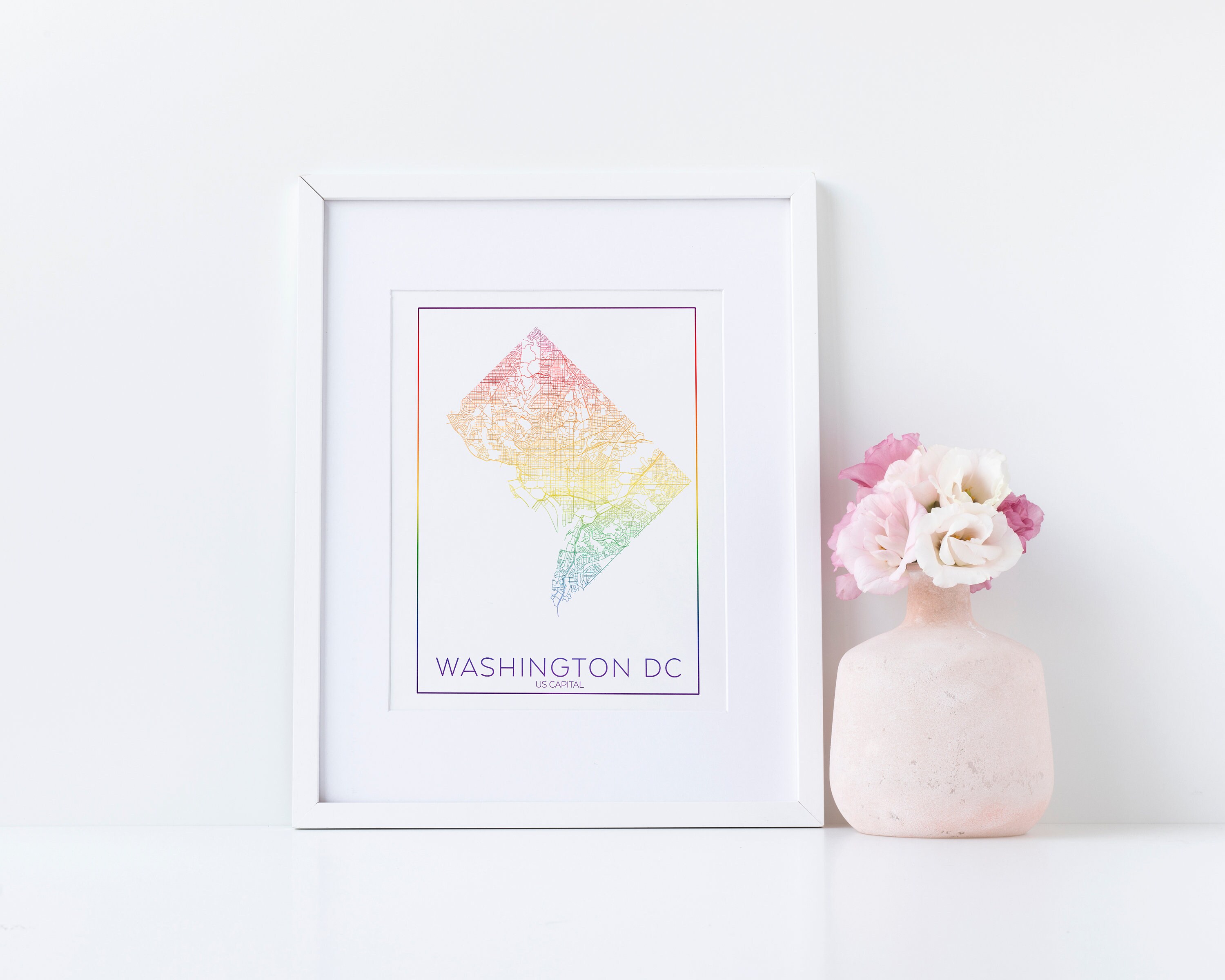 Washington DC District of Columbia State Map Road Map Roadways | Etsy