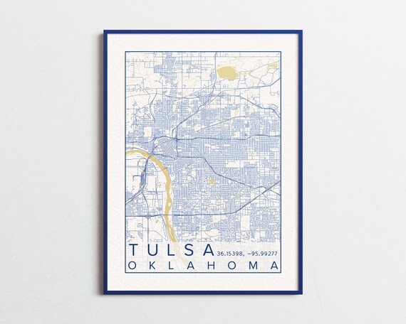 Tulsa Oklahoma Map University of Tulsa Poster Print City TU | Etsy