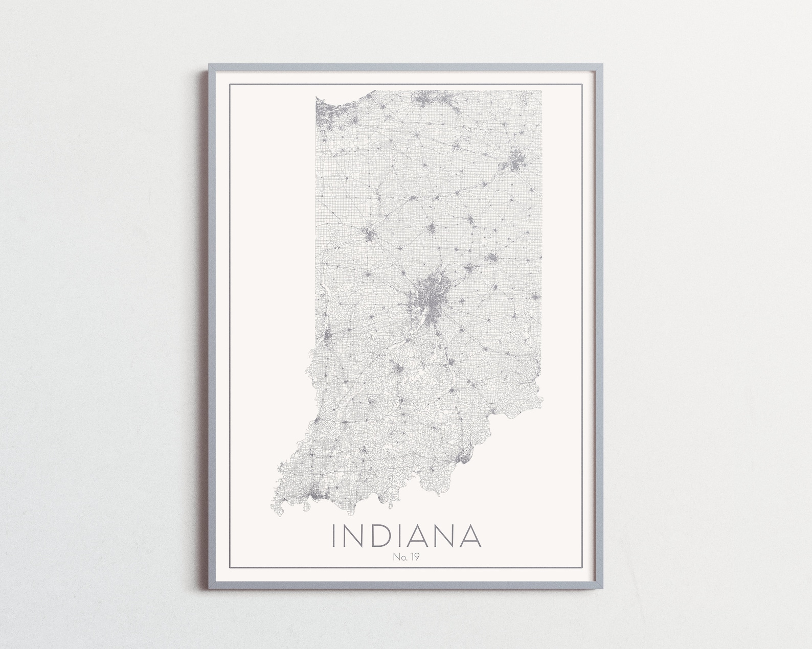 Indiana Poster, Map, Indiana Roads, Birthday Gift, Custom Gift, Art ...