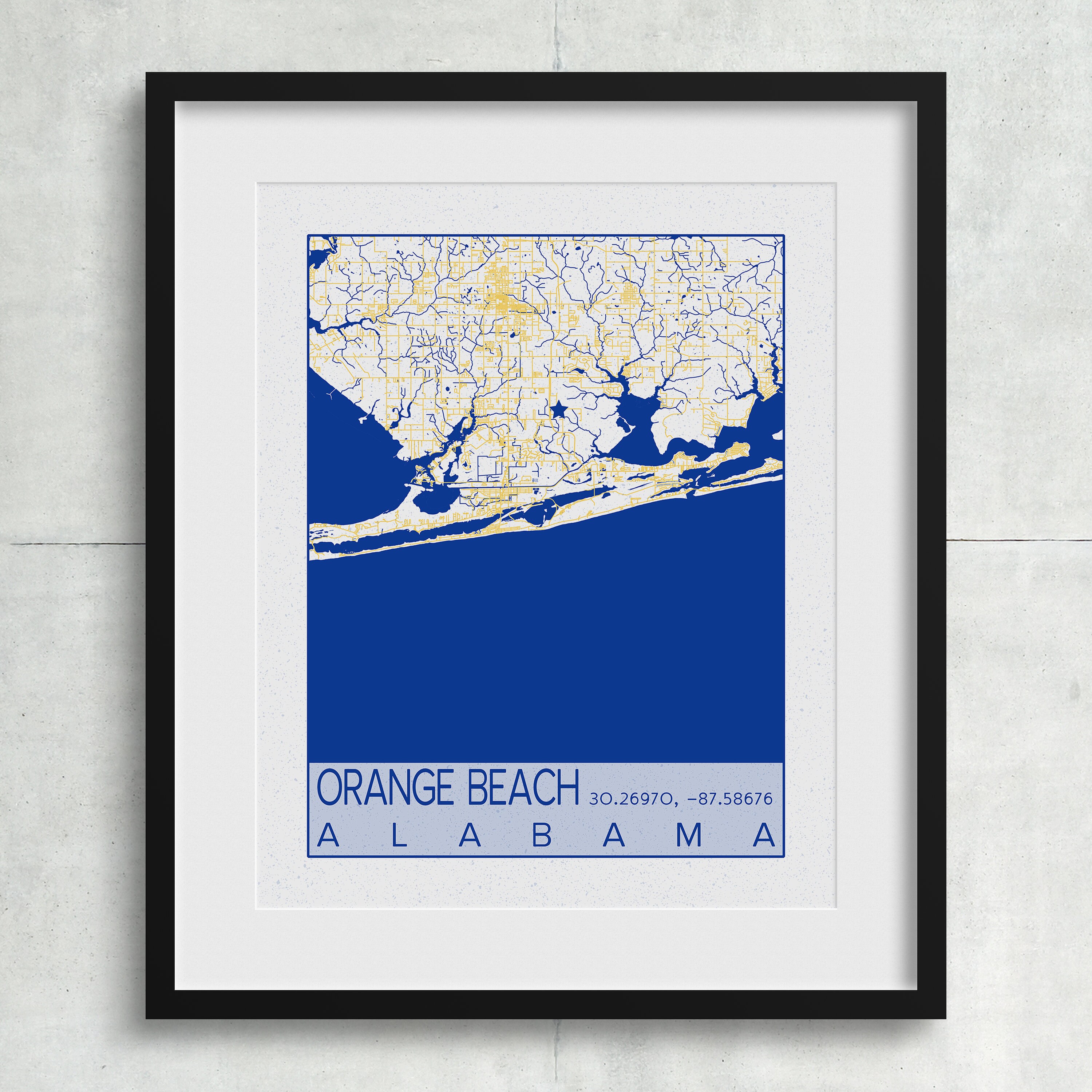 Orange Beach Alabama Map Columbia Southern University Poster Print City ...