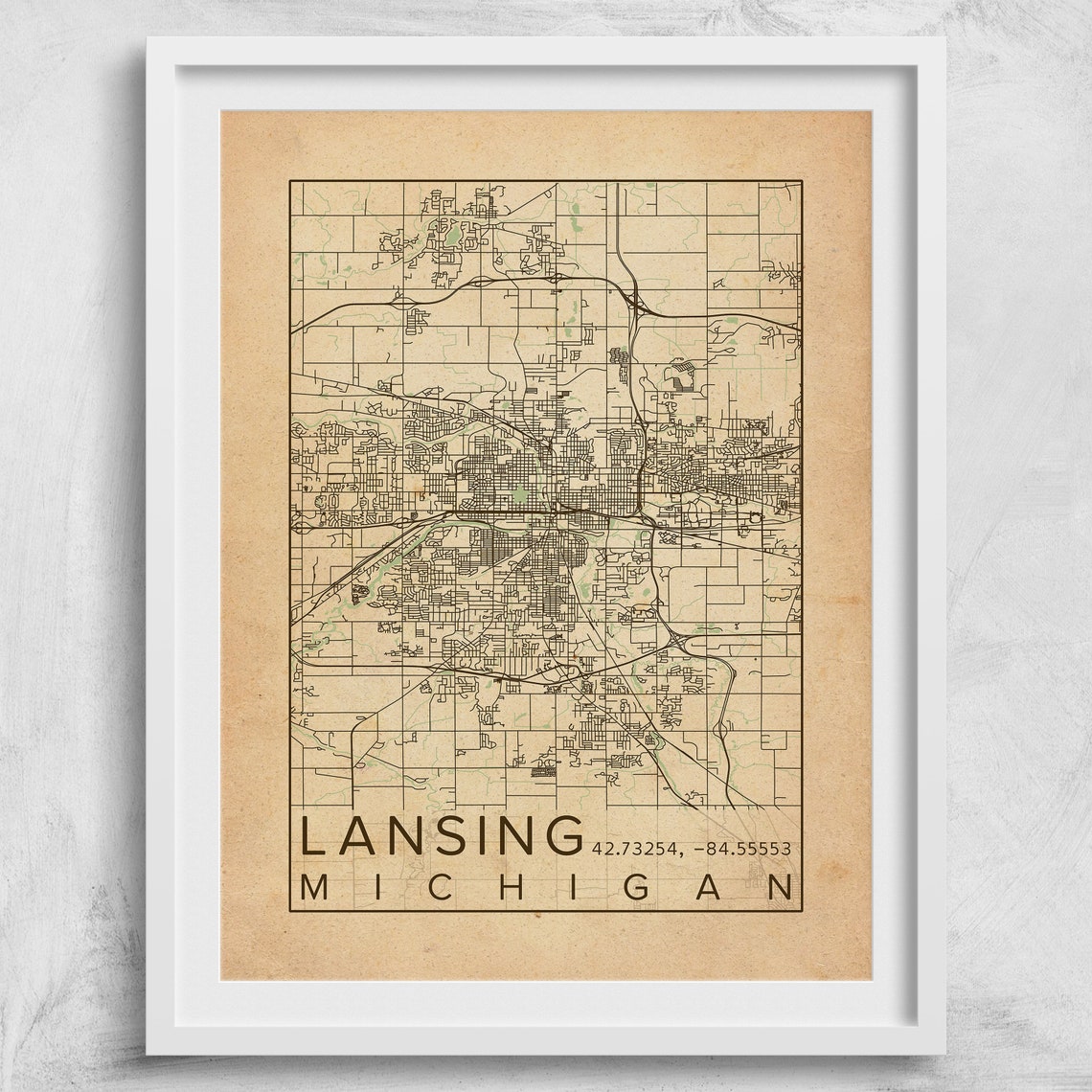 Lansing City Map Print Poster Blueprint Plans Lansing Michigan | Etsy