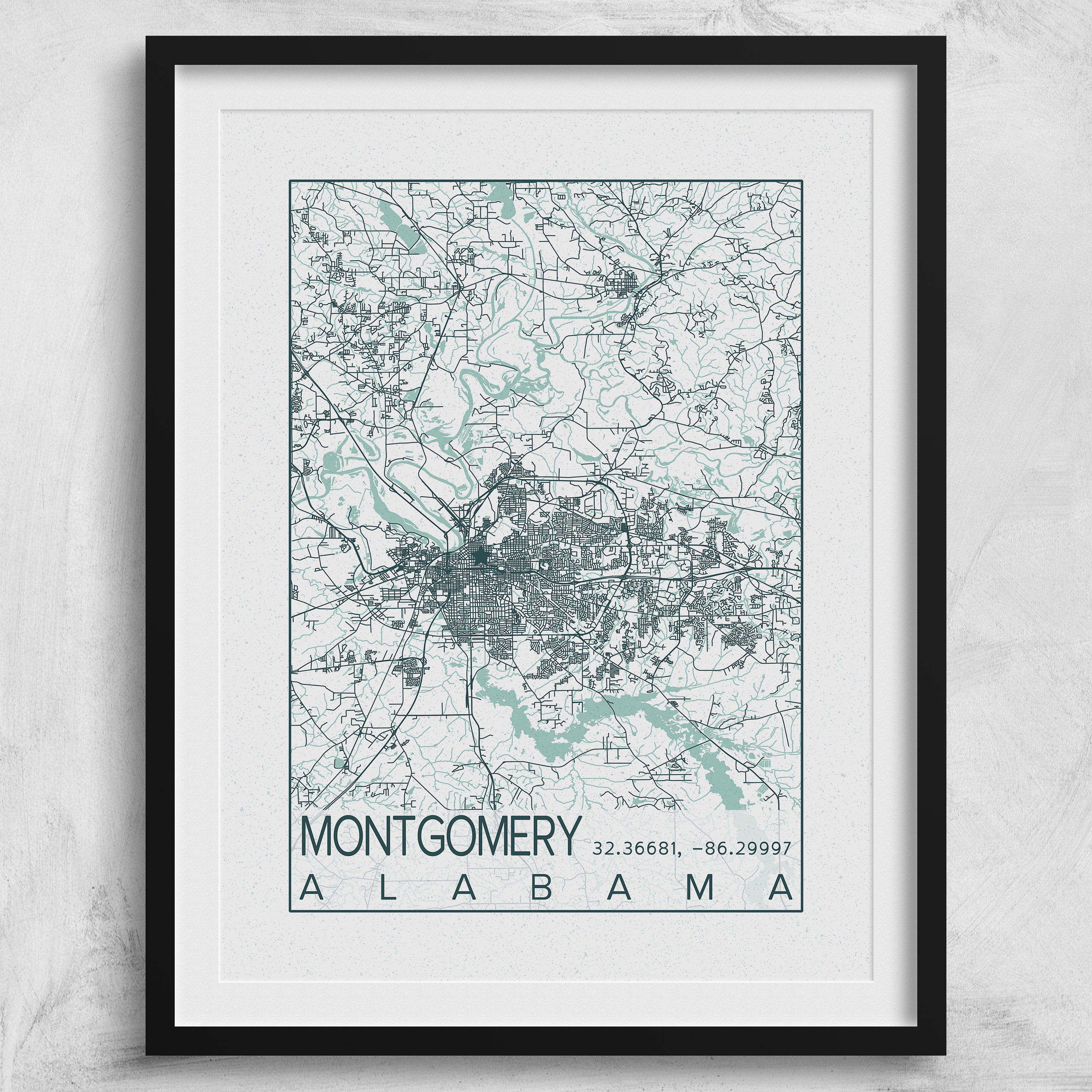 Montgomery Alabama City Map Print Poster Vintage Antique Aged - Etsy